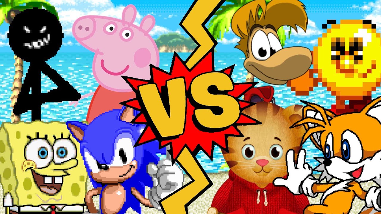 M.U.G.E.N Battles | Marshall/Peppa Pig/Sonic/SpongeBob vs Daniel Tiger/Pac-Man/Rayman/Tails