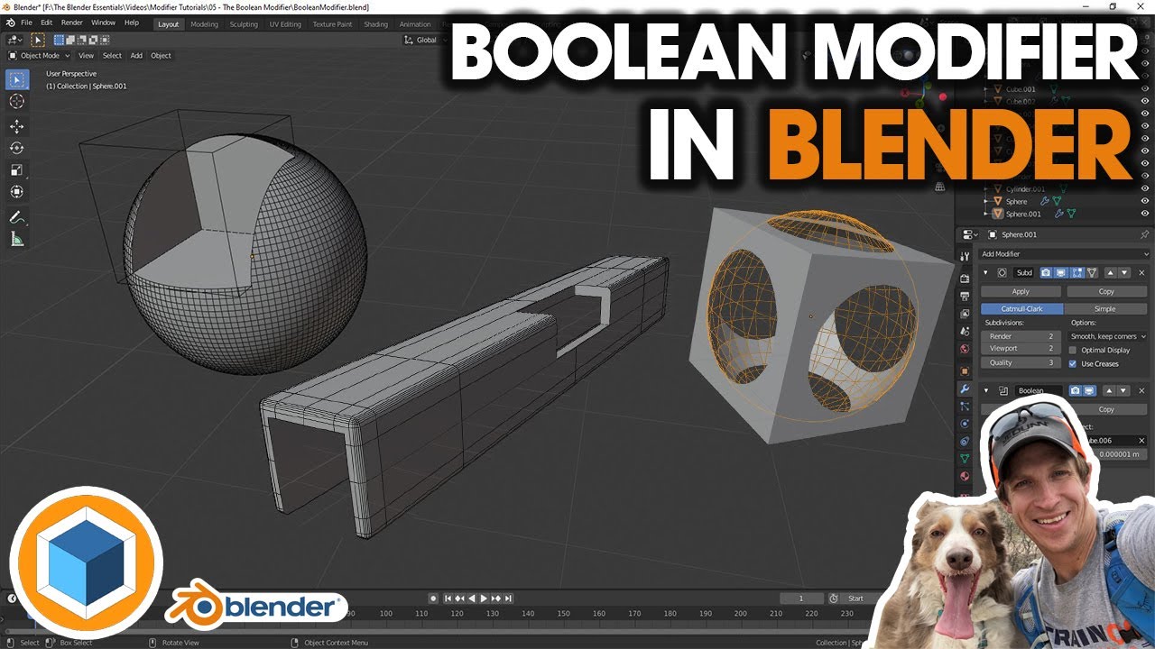 Blender BOOLEAN MODIFIER Tutorial - Cut Holes, Combine Objects, and More!