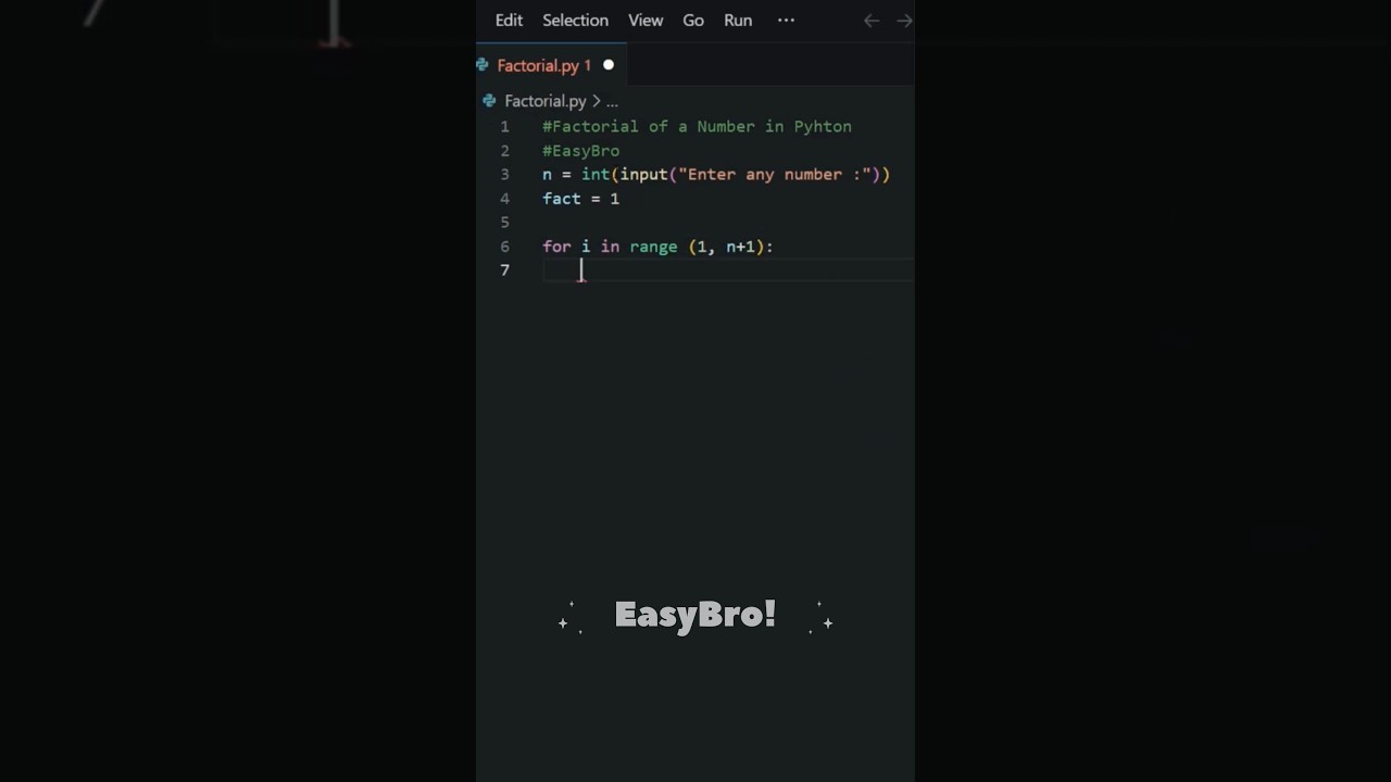 Python Factorial Program | A Step-by-Step Tutorial | EasyBro!#python #pythonprogramming #factorial
