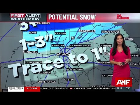 Atlanta could see up to 3 inches of snow during snowstorm
