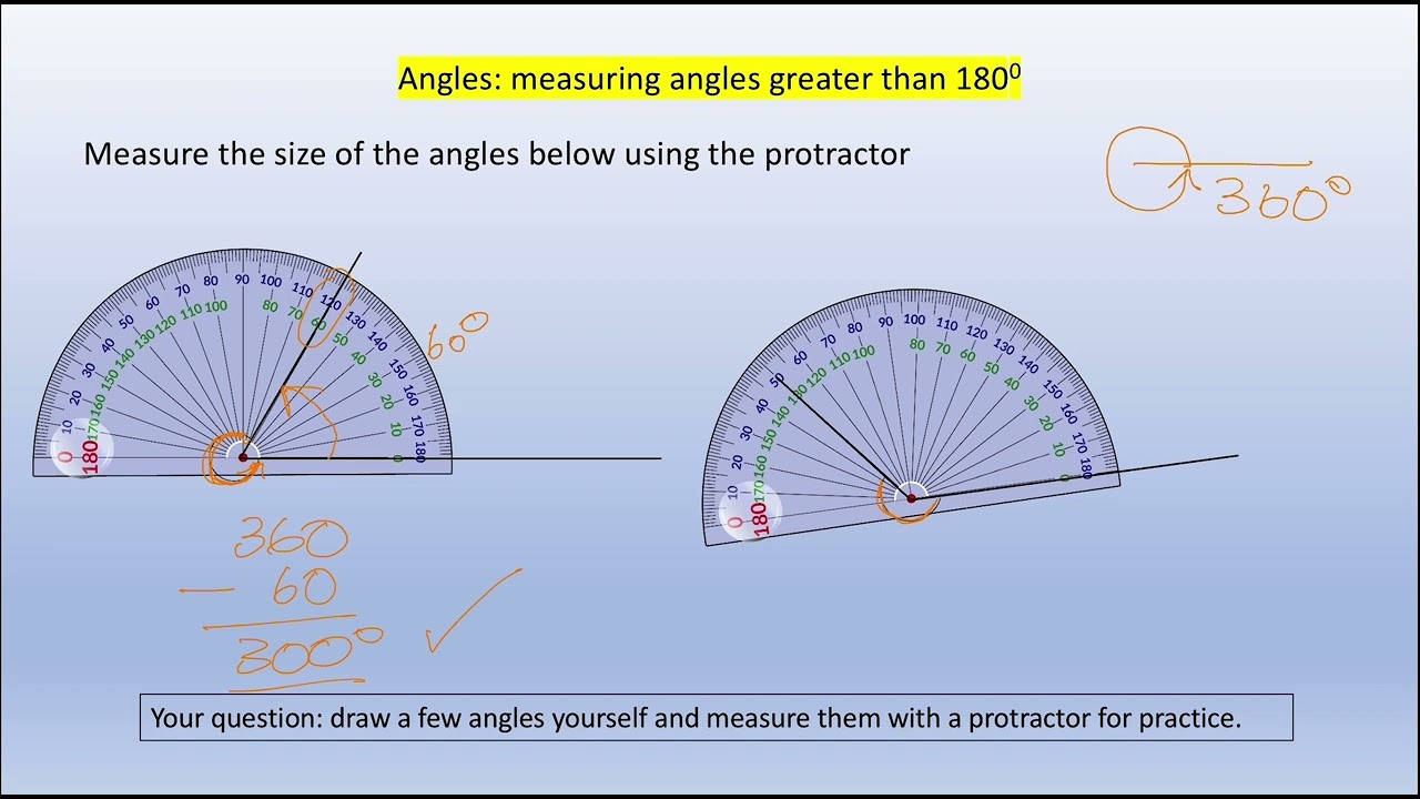 Angles: measuring angles greater than 180 degrees