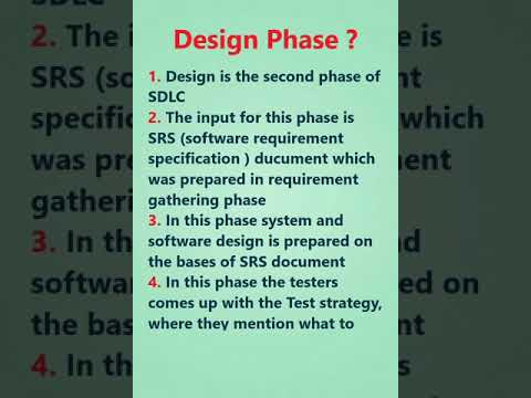 what is design phase in sdlc ? software testing interview questions |#shorts #youtubeshorts