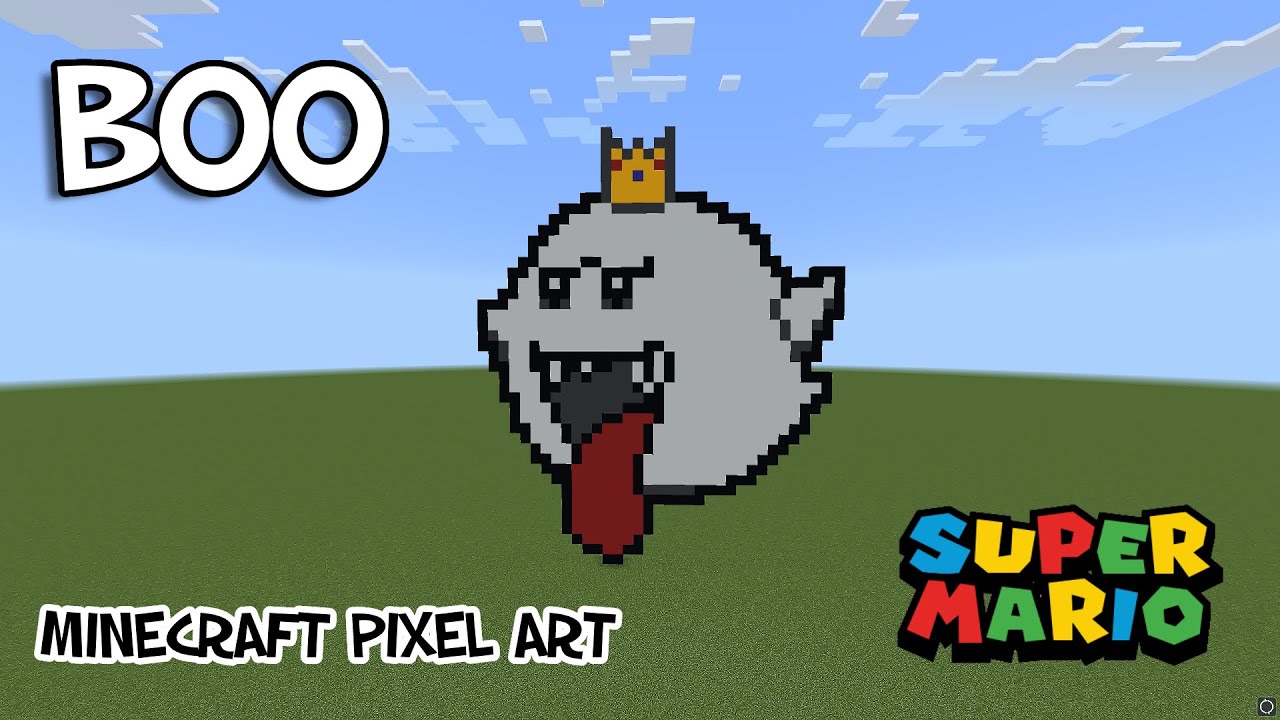 Minecraft Pixel Art Tutorial - Boo (Super Mario)