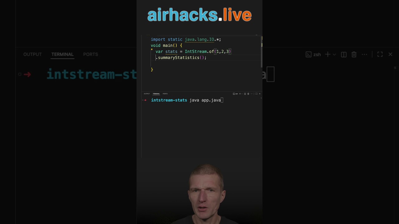 IntStream and SummaryStatistics #java #shorts #coding #airhacks