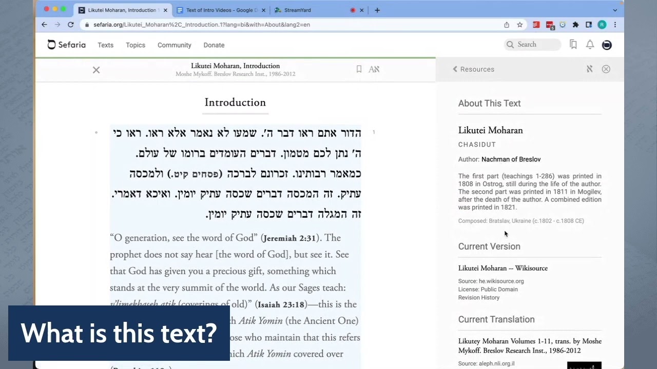 Sefaria 101  - What is this Text?