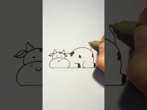 How to draw a cute cow🐮 Step by step drawing