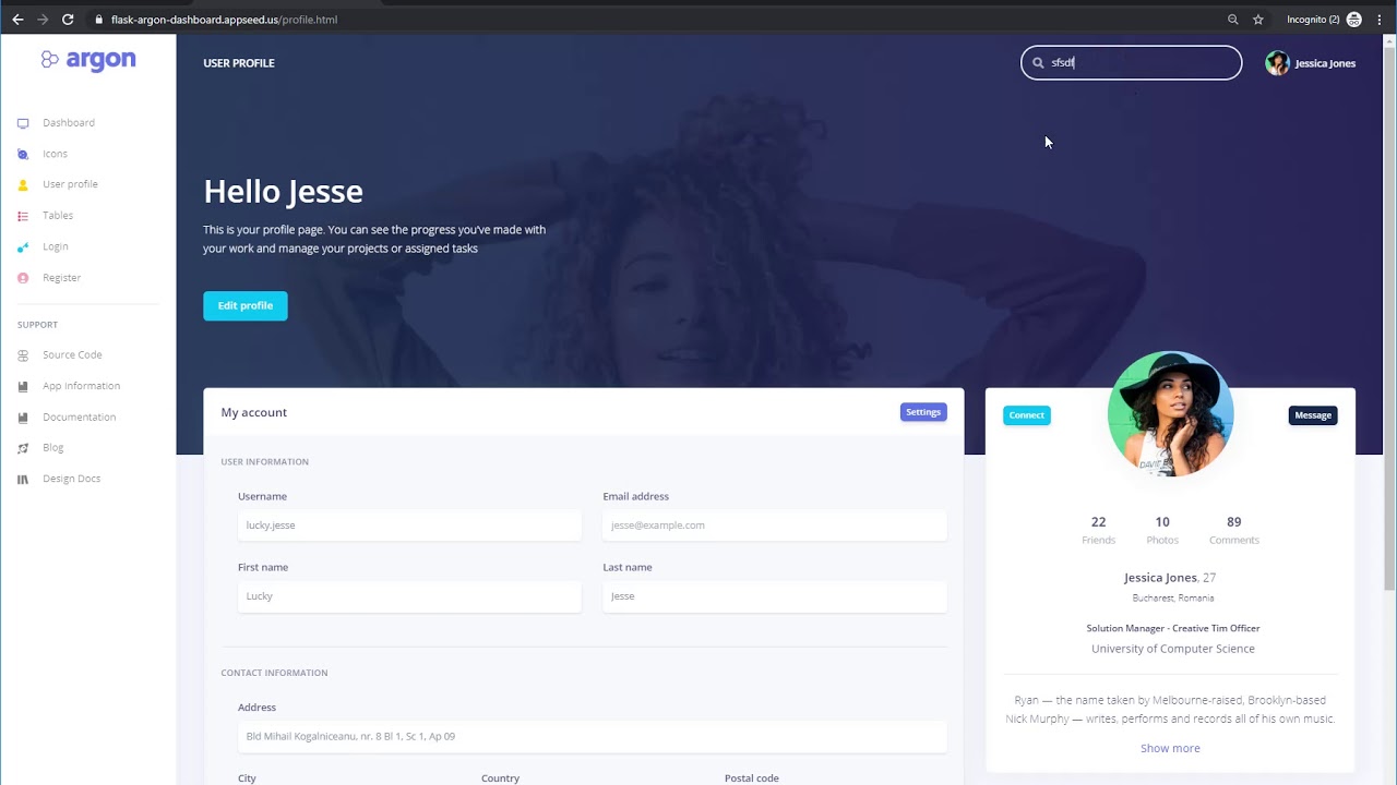 Admin Dashboard Argon - Open-Source Admin Panel coded in Flask | AppSeed
