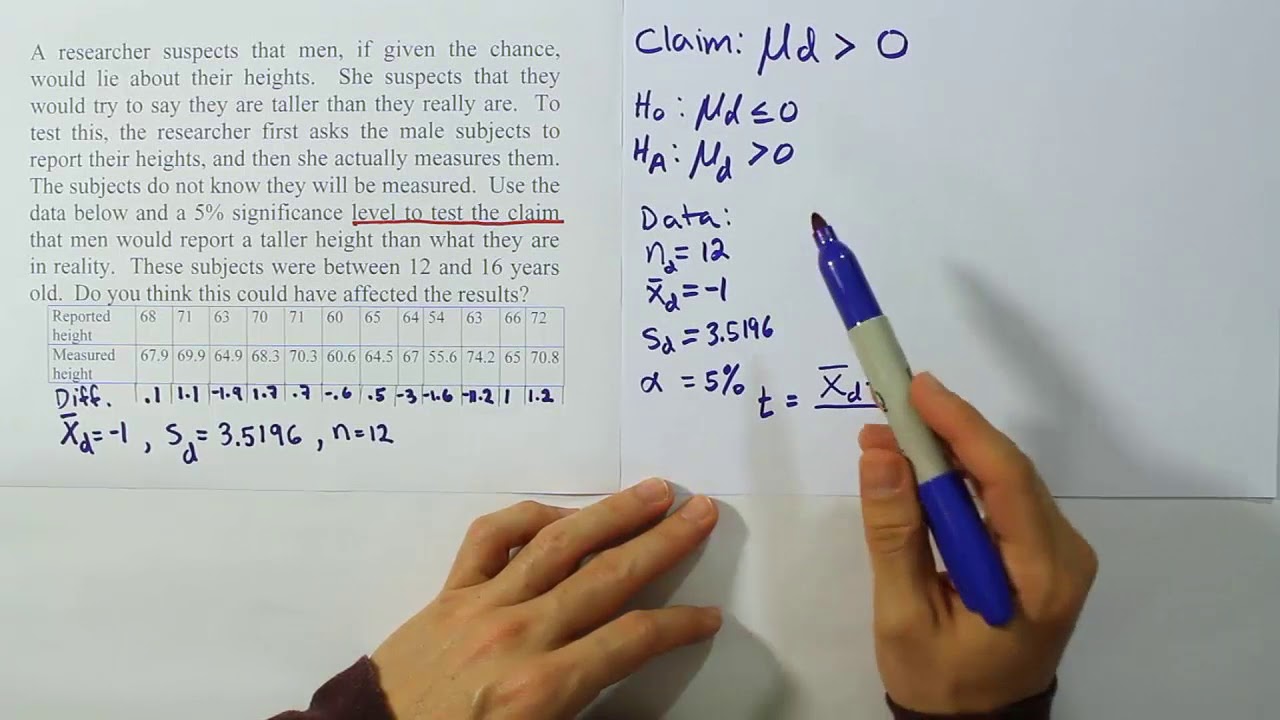The Dependent t-test (Matched Pair t-Test), Problem 1