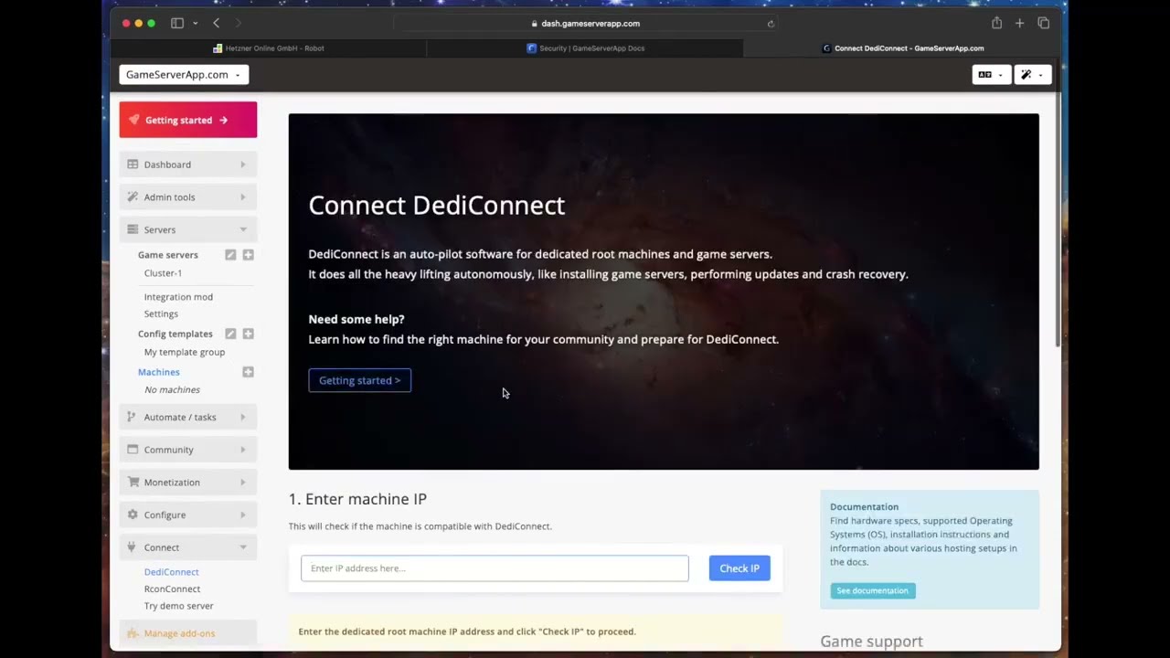 Order and prepare a Linux Hetzner auction server for GameServerApp.com