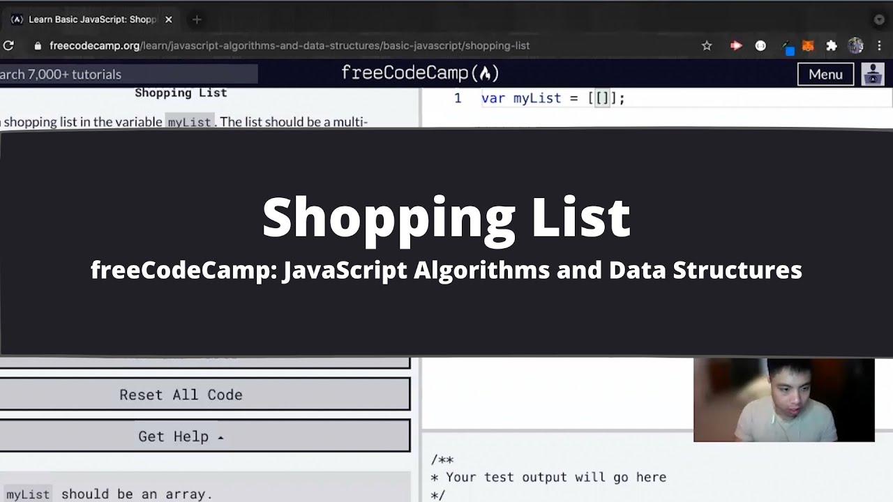 Shopping List (Basic JavaScript) freeCodeCamp tutorial