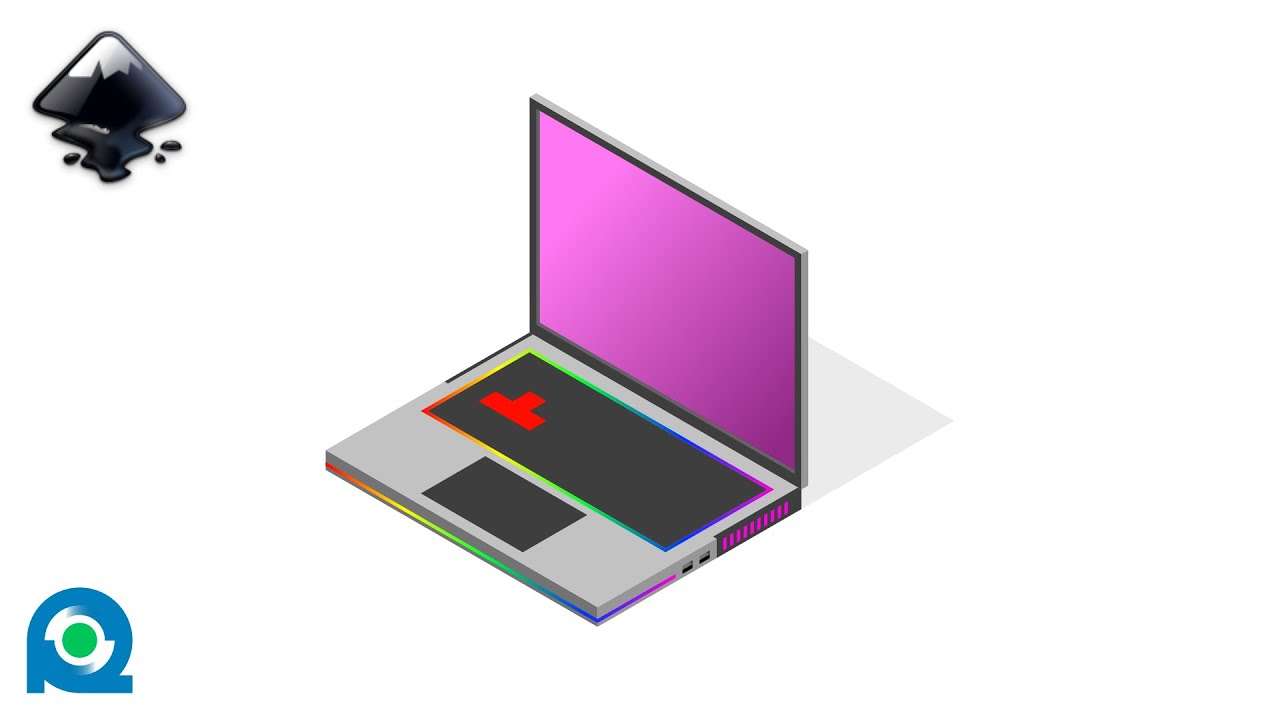 Inkscape Tutorial - Gaming Laptop Isometric Vector Drawing Time Lapse