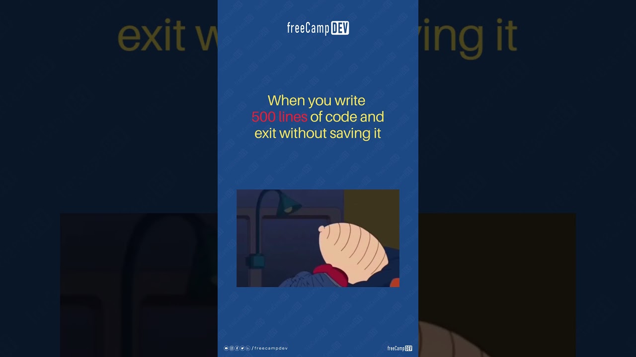 When you write 500 lines of code and exit without saving it 🧑‍💻🔫🖥 (😂😂😂) - #freecampdev