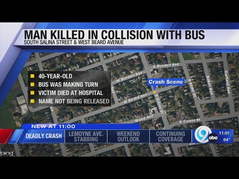 Man killed in collision with bus in Syracuse