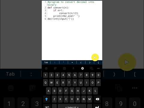 Program to Convert Decimal to Binary in Python | Python #python#pythonforbeginners#shorts#youtube