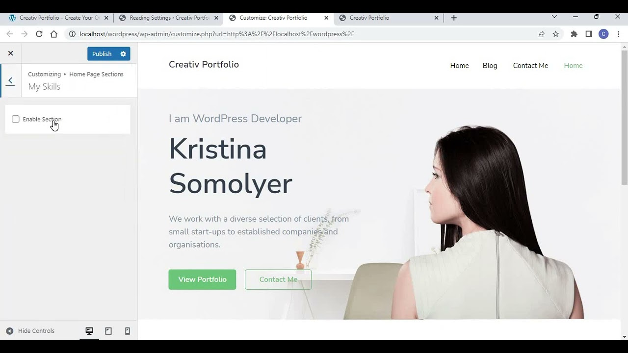 Creativ Portfolio - Theme Installation