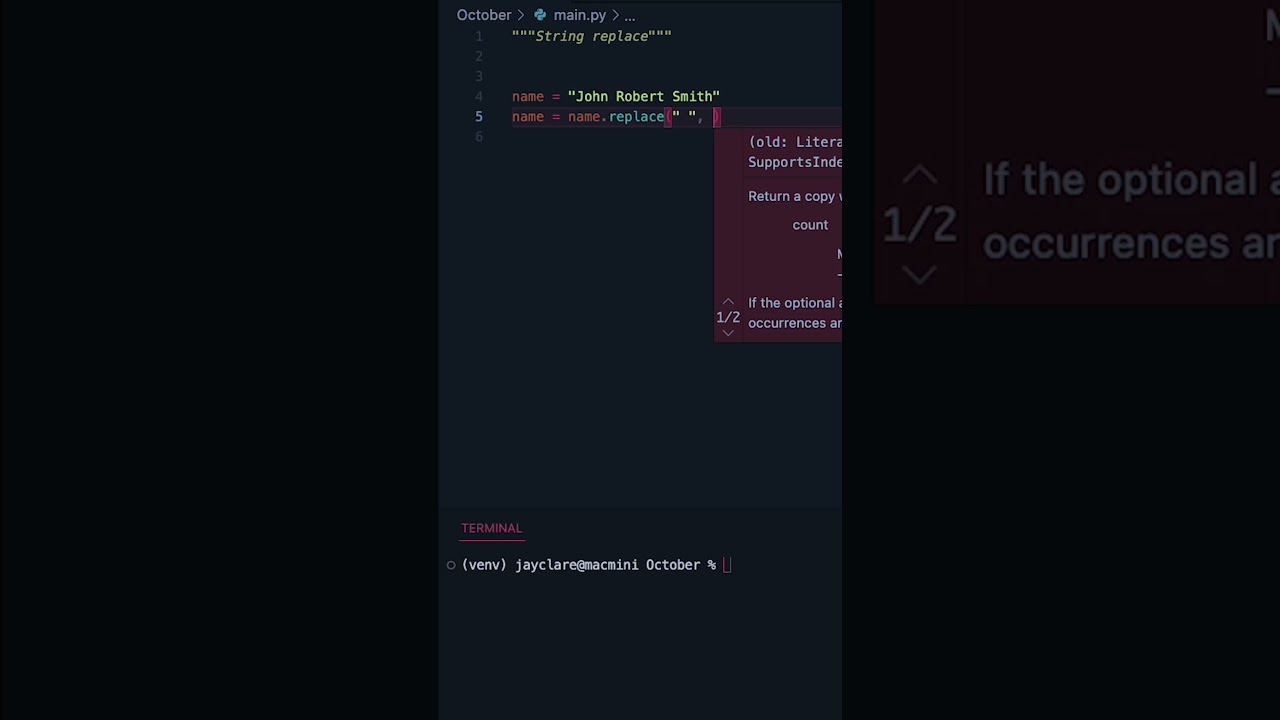 Python 3 |  String Replace for Beginners #coding #programming #python