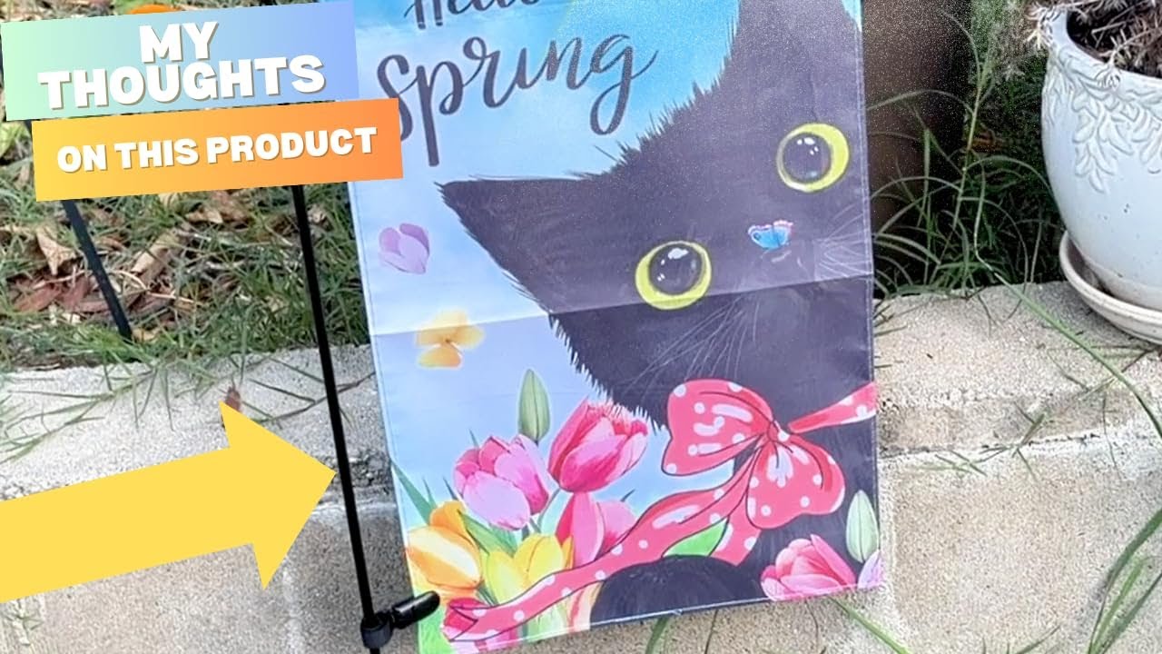Seasonal Garden Flags Set of 11 Double Sided 12 x 18 Inch Cute Black Cat Yard Flags, Small Flags