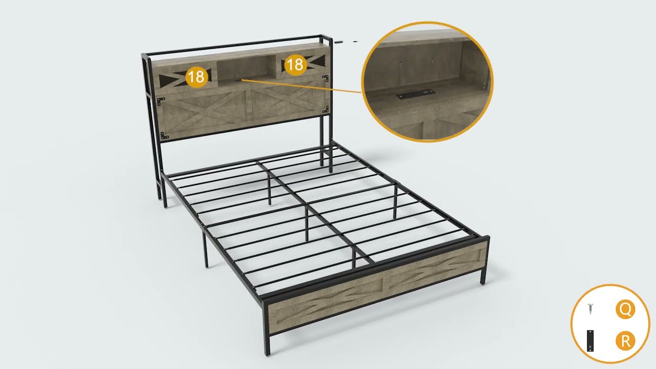 How to Install | Hasuit Queen Bed Frame with Storage Headboard