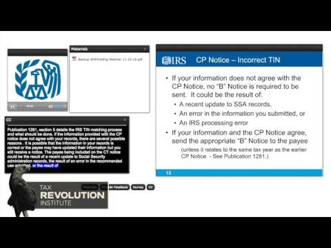 IRS Webinar: Backup Withholding: When and Why