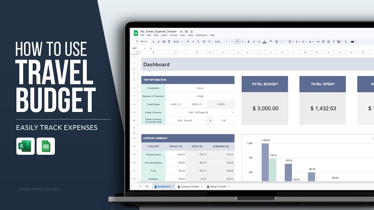 How to Use Travel Budget Sheet (Google Sheets & Excel)