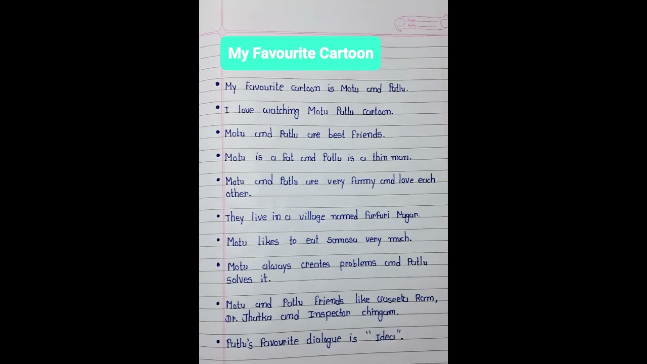 My Favourite Cartoon Essay In English | Motu And Patlu | 10 Lines On My Favourite Cartoon Motu Patlu