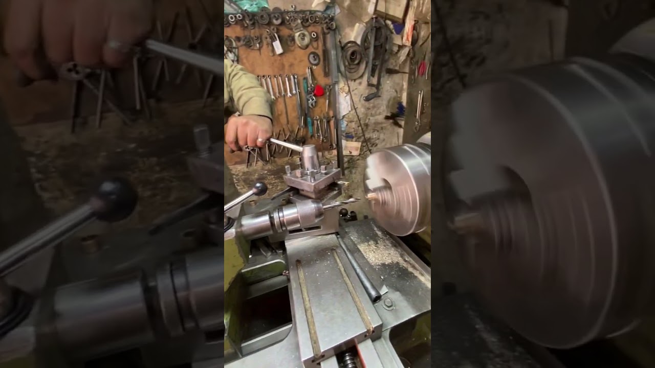 Drilling Process in Brass Shaft #shortvideos #machinary #lathechuck #metallathe