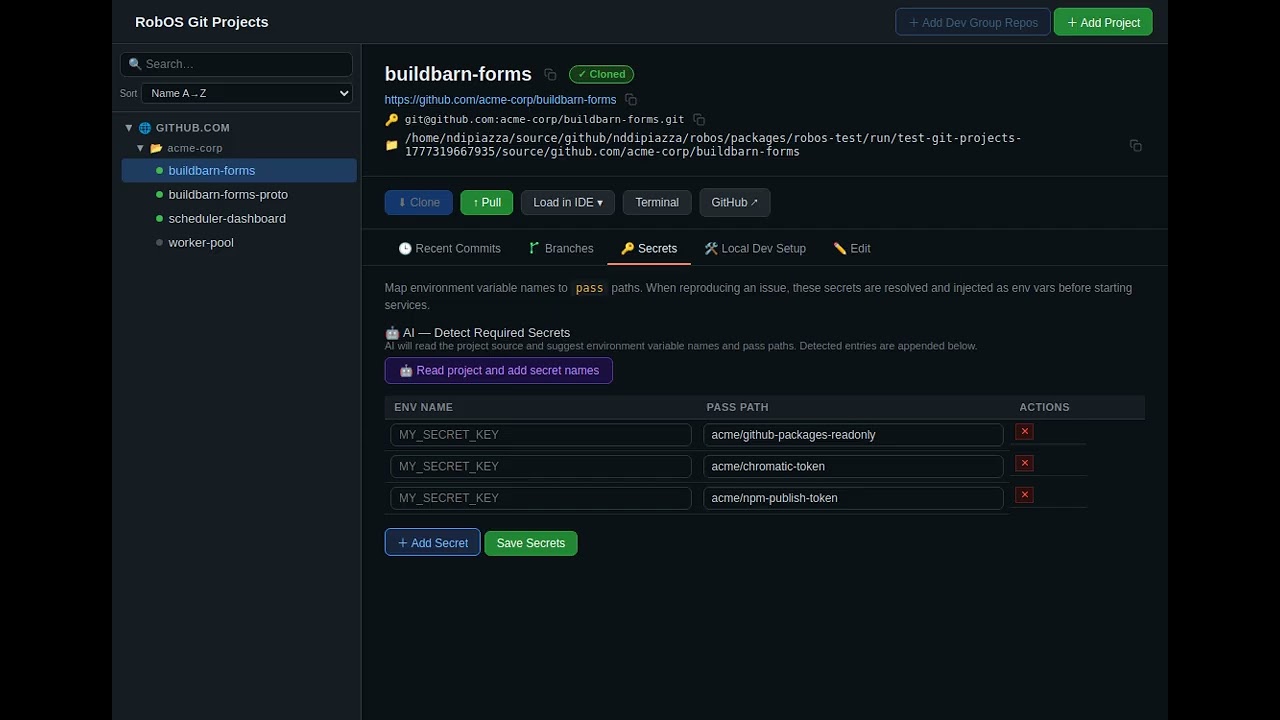 RobOS Git Projects — Every Repo, Every IDE, Every Script in One Panel