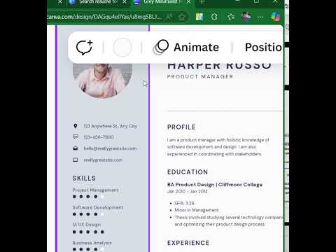 Create Free Resume from CANVA
