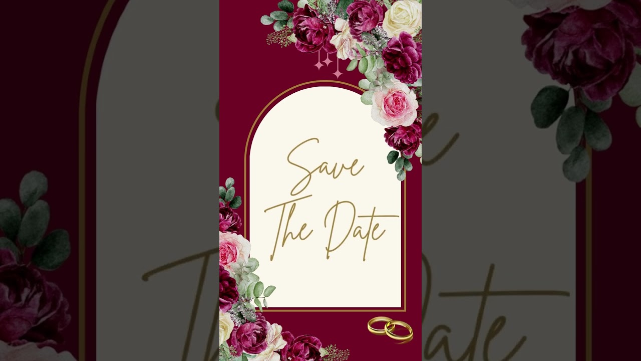Digital Vintage Floral Wedding Invitation and Save the Date Announcment VIDEO with Music