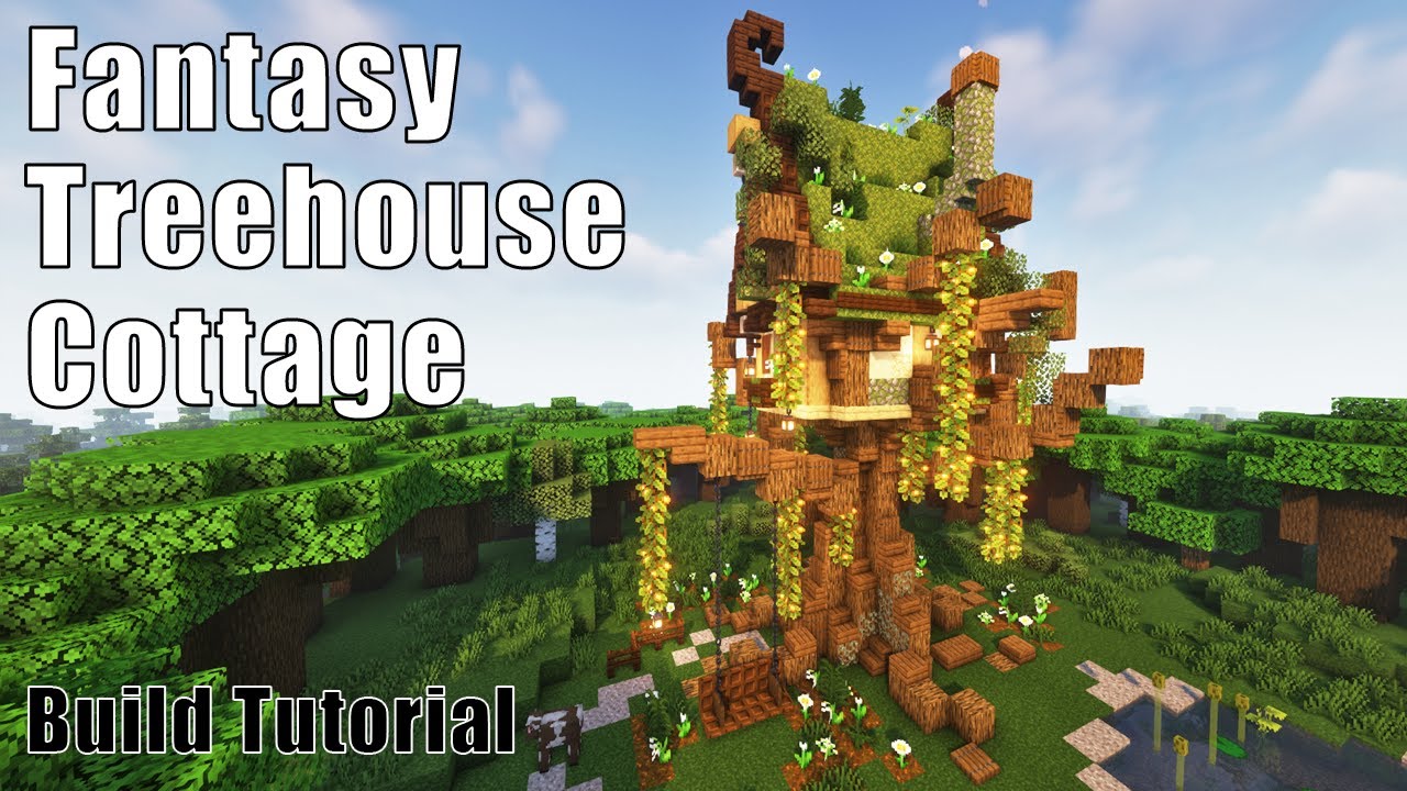 Minecraft Fantasy Treehouse Cottage | Tree House Build Tutorial