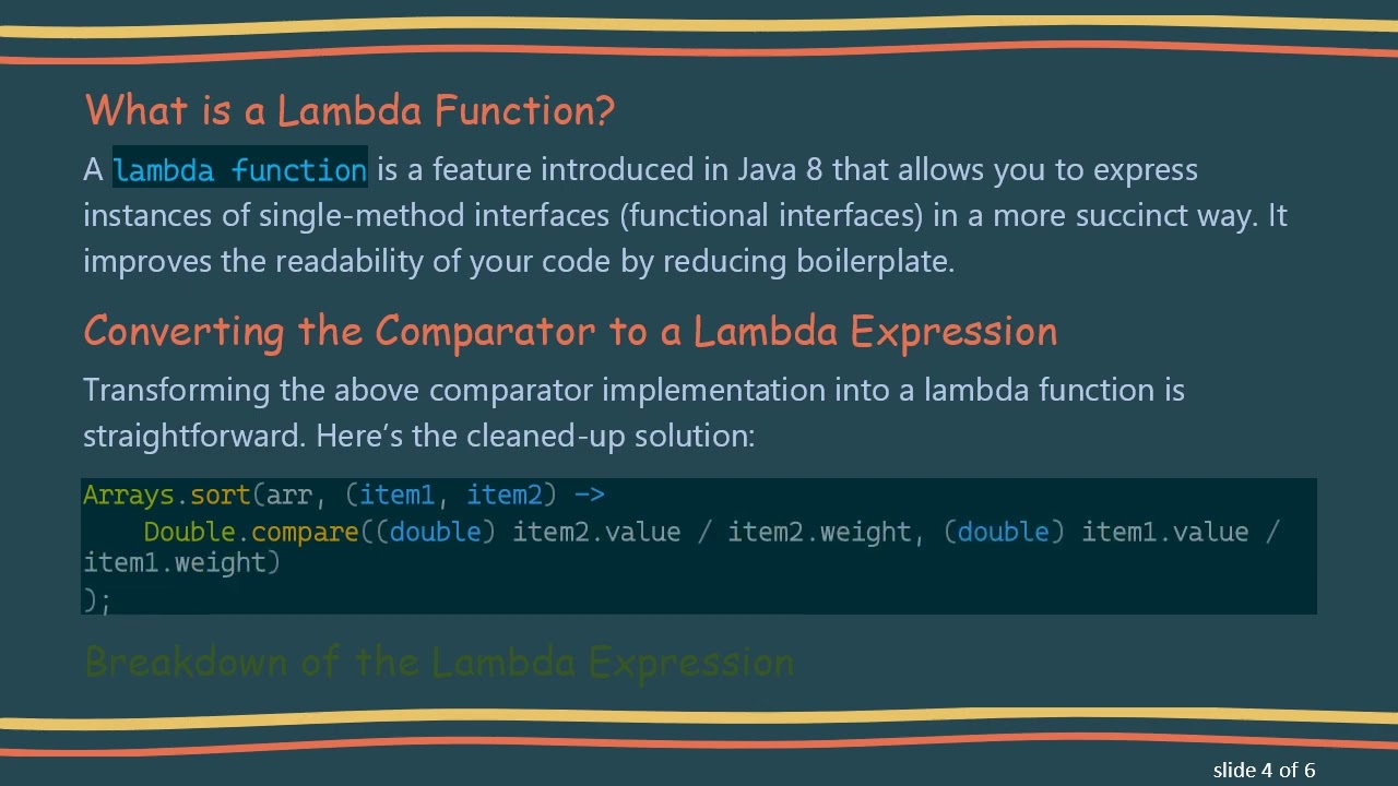 Convert Your Java Sorting Method to a Lambda Function with Ease