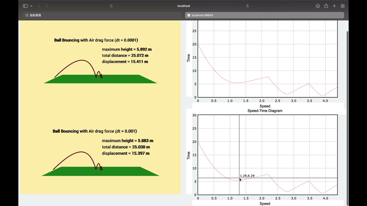 Vpython Ball Bouncing with Air drag force