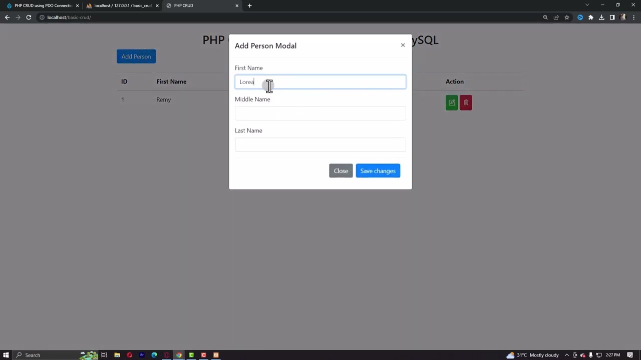 PHP CRUD Using PDO Connection with Source Code