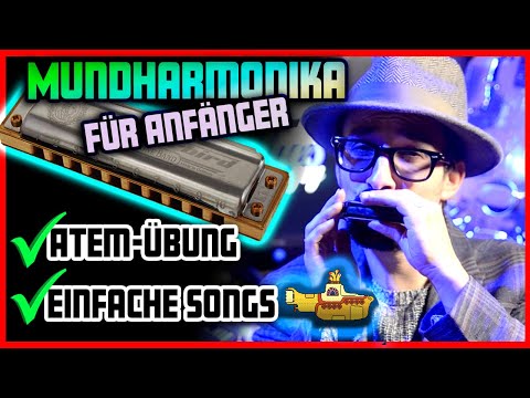 Mundharmonika Grundlagen für Anfänger - deutsch - Atmung und 2 einfache Songs