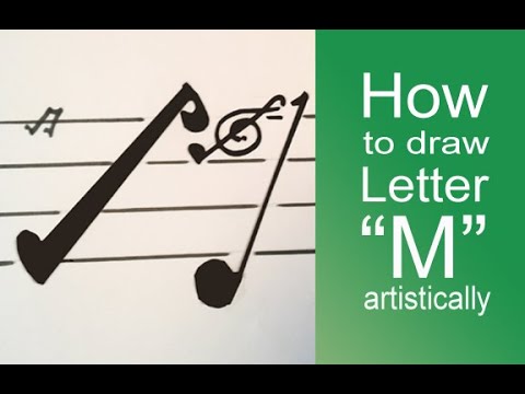 How to draw letter M artistically like musical notes/Pen drawing/Typography element of design