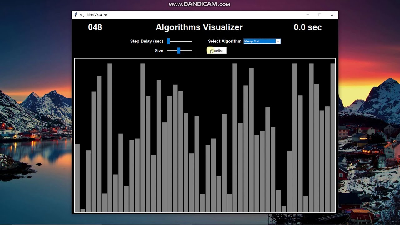 Merge sort algorithm visualization using Python3 and Tkinter