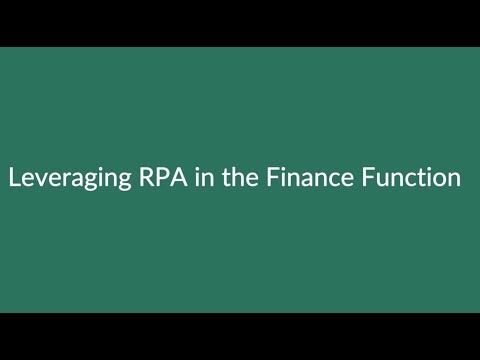 Leveraging RPA in the Finance Function