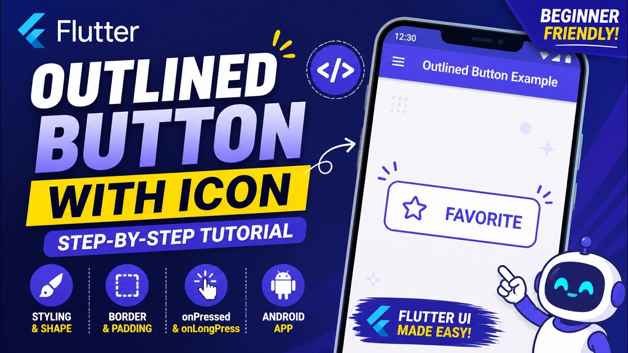 FLUTTER ANDROID - OUTLINE BUTTON WITH ICON || TUTORIAL