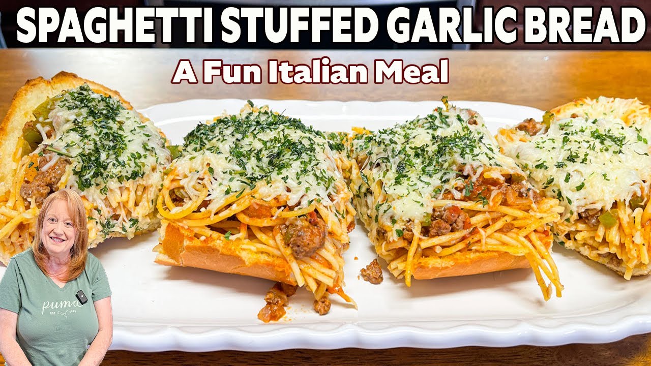 SPAGHETTI STUFFED GARLIC BREAD A Fun Italian Weeknight Meal