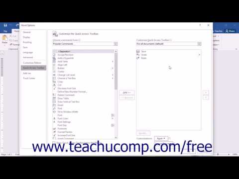 Word 2016 Tutorial The Quick Access Toolbar Microsoft Training