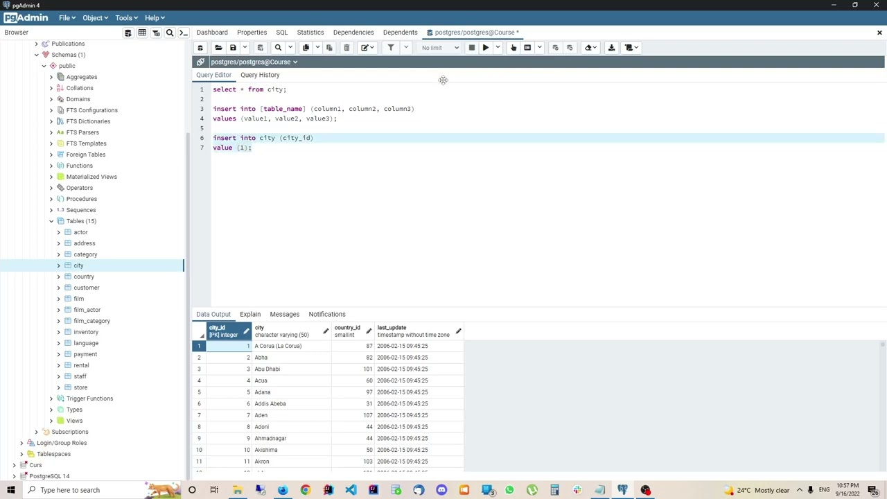 POSTGRESQL Tutorial for beginners - INSERT STATEMENT