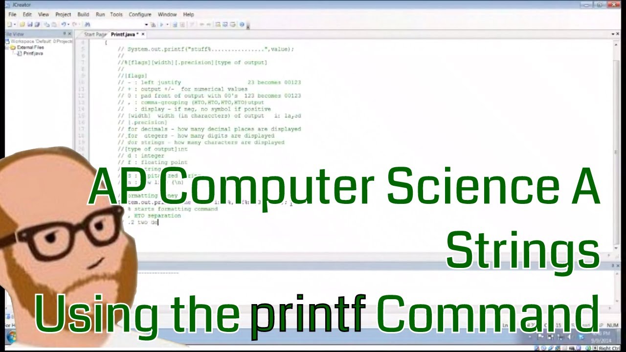 Computer Science AP - Strings - Using the printf command