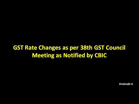 GST Rate Changes as per 38th GST Council Meeting as Notified by CBIC
