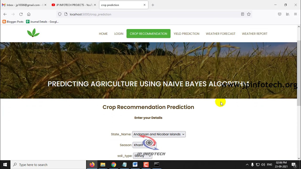 Predicting Agriculture Using Machine Learning | Python Final Year Project