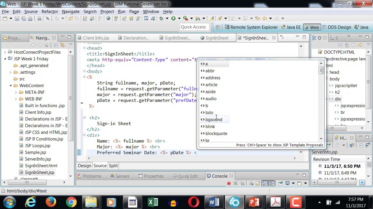 Serverside HTML Form Processing - JSP