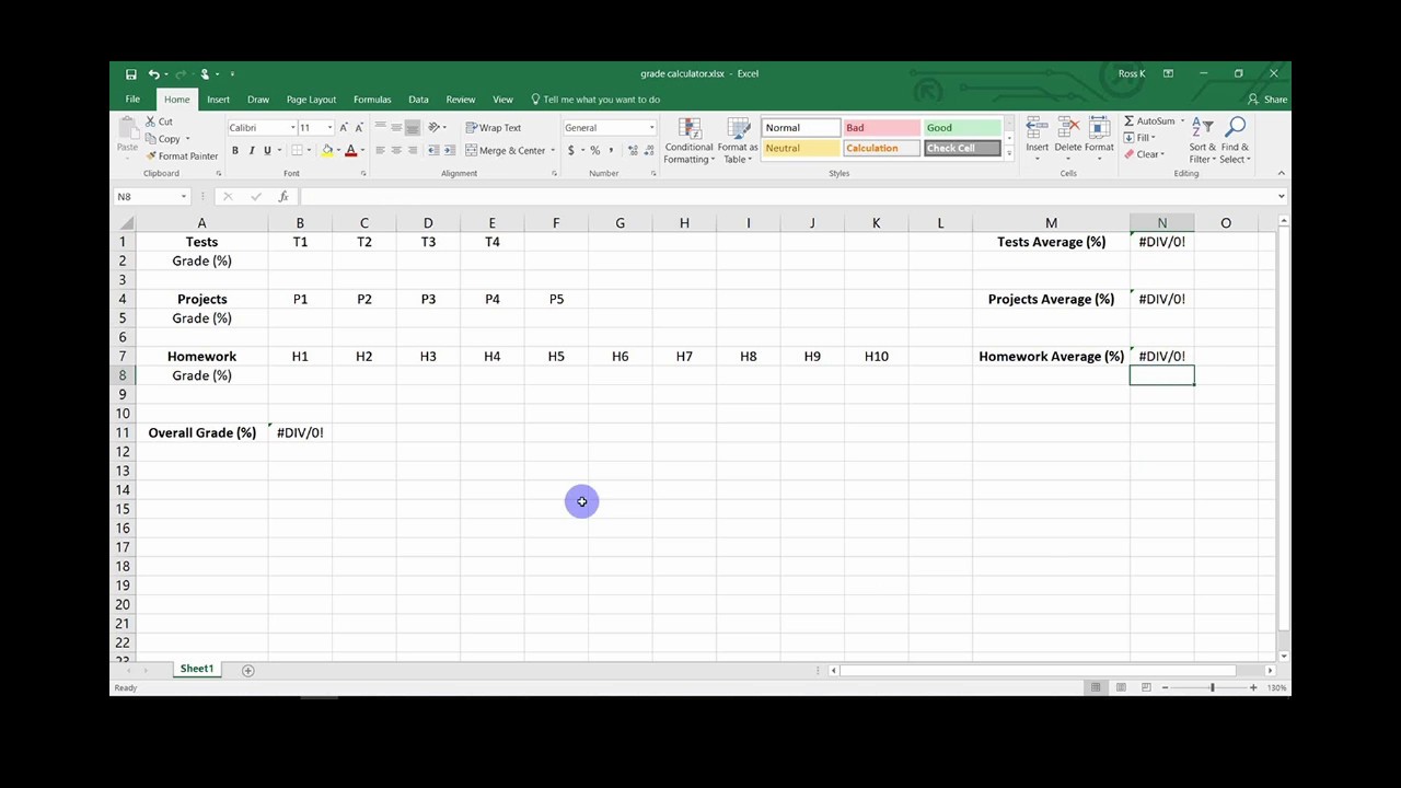 Excel Grade Calculator Tutorial