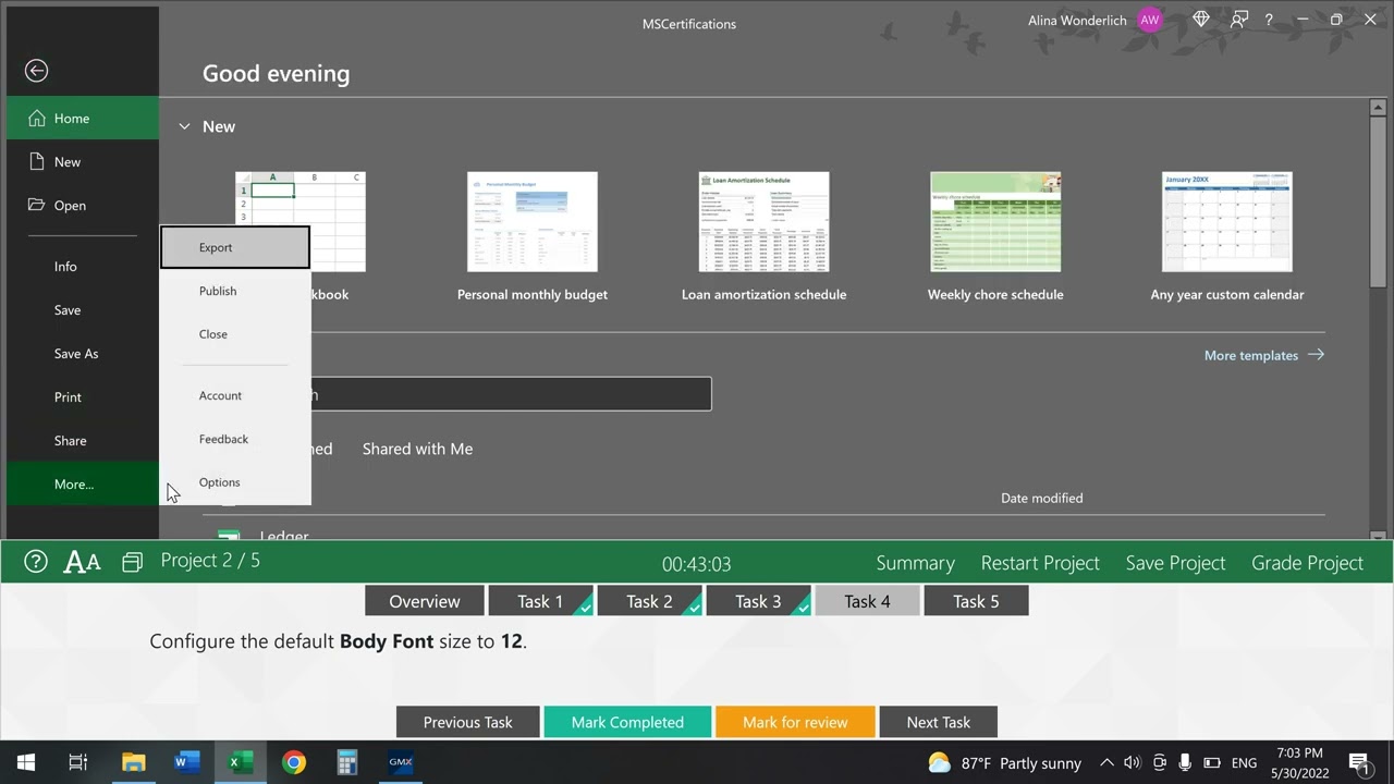 Microsoft Excel Expert (Office 2016) Practice Test 3
