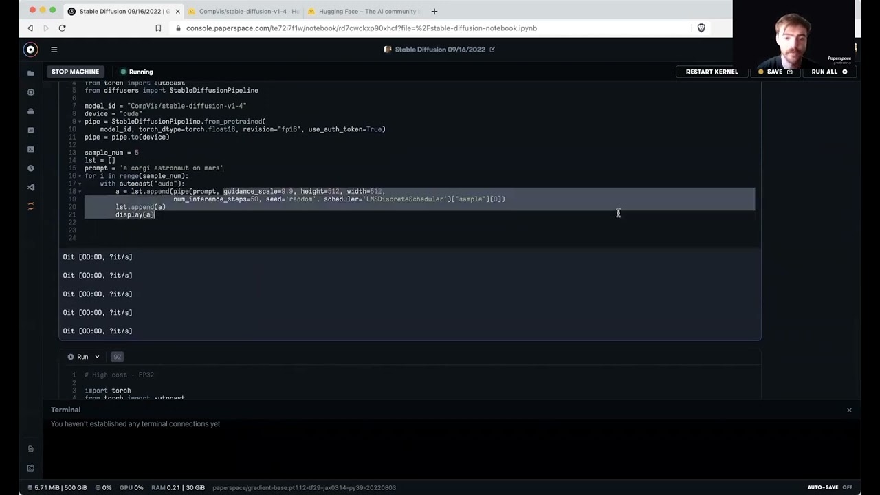 Running Stable Diffusion in Gradient Notebooks
