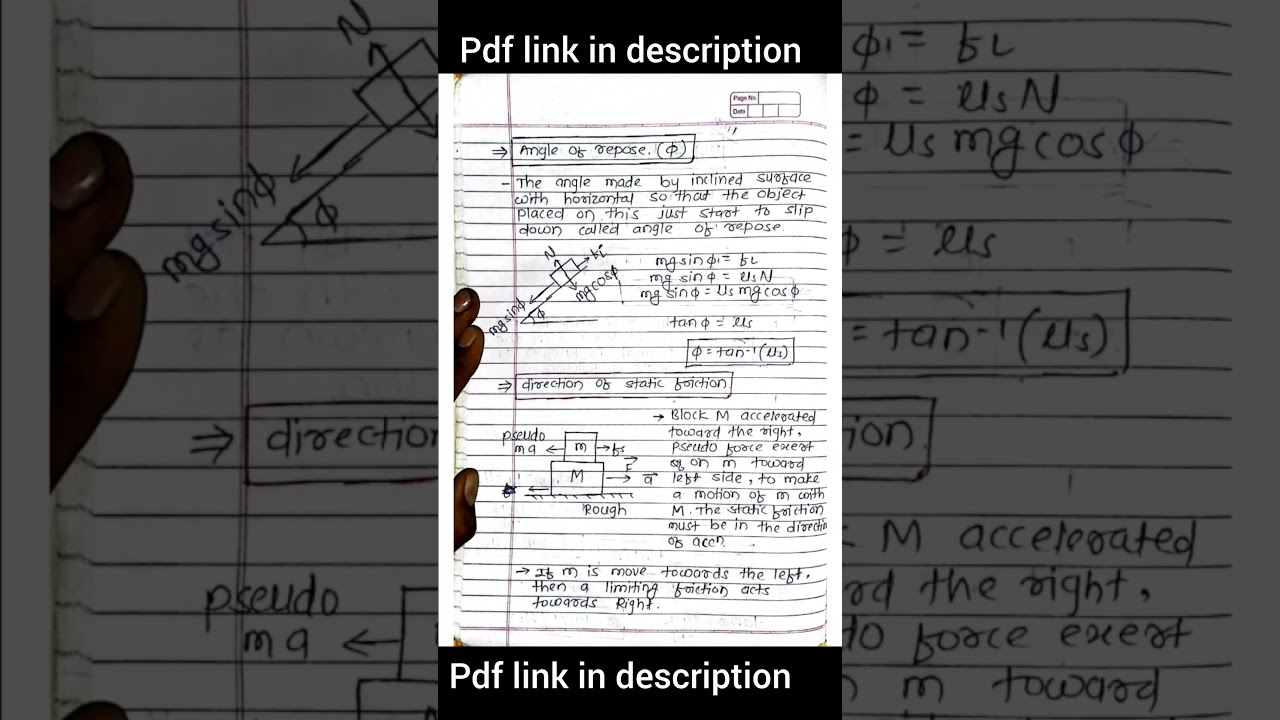 Friction || Handwritten Class Notes || 11th || physics
