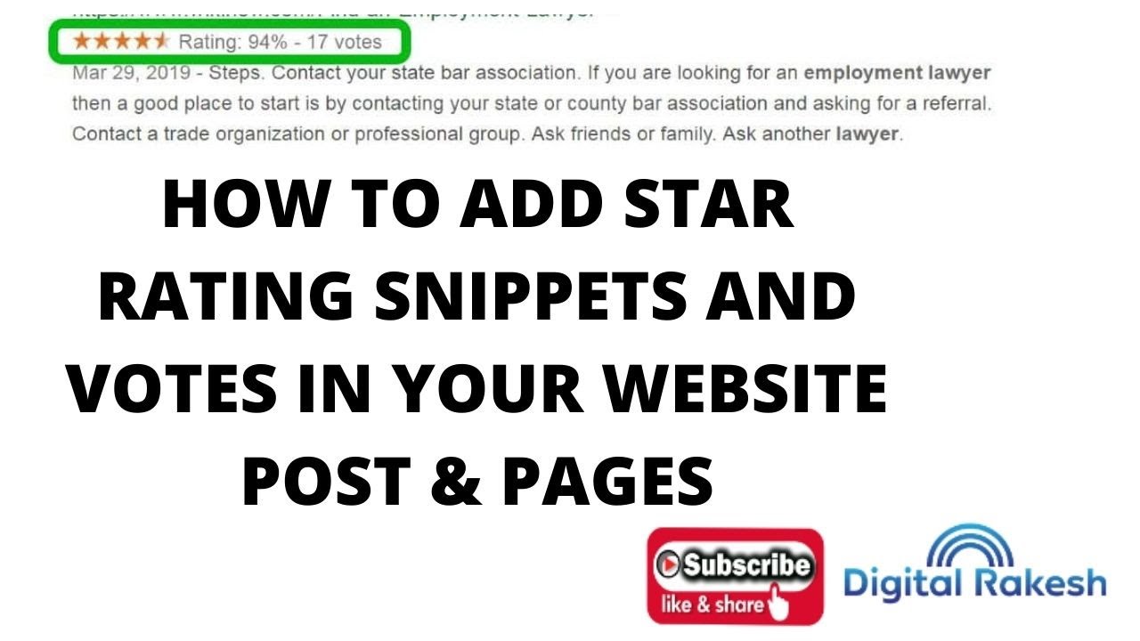 How to add star rating Snippets and votes in your website Post & Pages